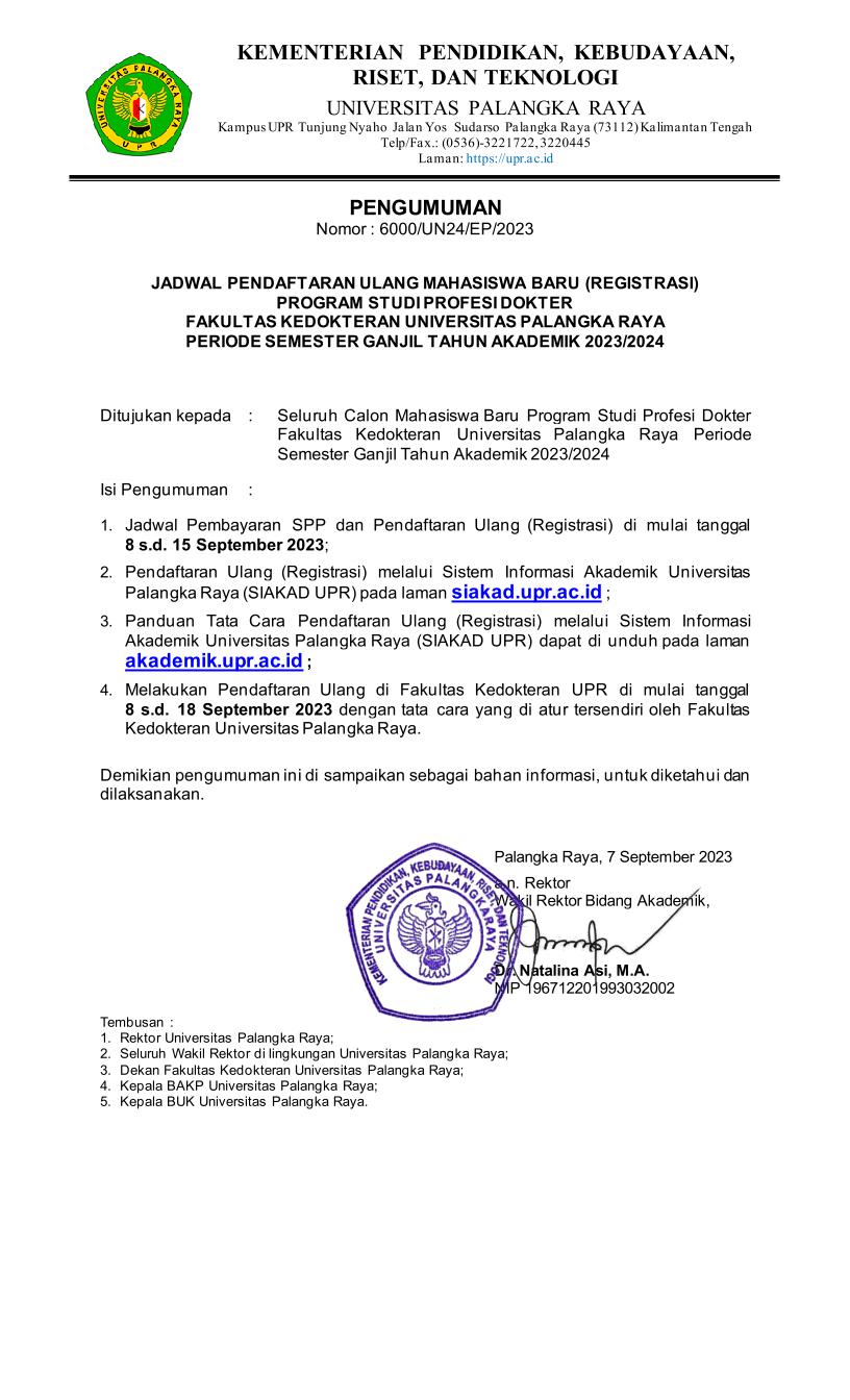 PENGUMUMAN : JADWAL PENDAFTARAN ULANG CALON MAHASISWA BARU (REGISTRASI ... PENGUMUMAN : JADWAL PENDAFTARAN ULANG CALON MAHASISWA BARU (REGISTRASI ...